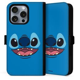 DeinDesign iPhone 16 Pro Max Handy Klapph&uuml;lle Handyh&uuml;lle aus Kunst Leder schwarz Flip Case Official Licensed Product Disney Lilo & Stitch Sideflip mit Lasche