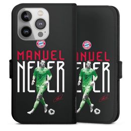 DeinDesign iPhone 14 Pro Handy Klapph&uuml;lle Handyh&uuml;lle aus Kunst Leder schwarz Flip Case Manuel Neuer Fc Bayern M&uuml;nchen Official Licensed Product Sideflip mit 