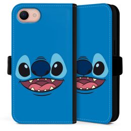 DeinDesign iPhone 16e Handy Klapph&uuml;lle Handyh&uuml;lle aus Kunst Leder schwarz Flip Case Official Licensed Product Disney Lilo & Stitch Sideflip mit Lasche