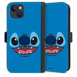 DeinDesign iPhone 13 Handy Klapph&uuml;lle Handyh&uuml;lle aus Kunst Leder schwarz Flip Case Official Licensed Product Disney Lilo & Stitch Sideflip mit Lasche