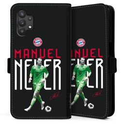 DeinDesign Galaxy A32 5G Handy Klapph&uuml;lle Handyh&uuml;lle aus Kunst Leder schwarz Flip Case Fc Bayern M&uuml;nchen Manuel Neuer Official Licensed Product Sideflip mit 