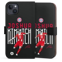 DeinDesign iPhone 14 Plus Handy Klapph&uuml;lle Handyh&uuml;lle aus Kunst Leder schwarz Flip Case Official Licensed Product Fc Bayern M&uuml;nchen Kimmich Sideflip mit langer 