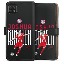 DeinDesign Galaxy A22 5G Handy Klapph&uuml;lle Handyh&uuml;lle aus Kunst Leder schwarz Flip Case Fc Bayern M&uuml;nchen Official Licensed Product Kimmich Sideflip mit langer 