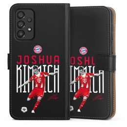 DeinDesign Galaxy A33 5G Handy Klapph&uuml;lle Handyh&uuml;lle aus Kunst Leder schwarz Flip Case Fc Bayern M&uuml;nchen Official Licensed Product Kimmich Sideflip mit langer 