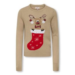 KIDS Only Pullover "Xmas" in Beige - 29% | Größe 122/128 | Kinder-pullover