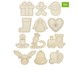 SUNNYSUE 12er-Set: Dekoanh&auml;nger "Santa & Co." in Natur - 14% | Kinder-kreativspielzeug