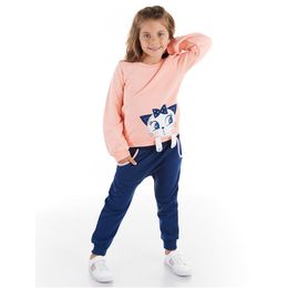 Denokids 2tlg. Outfit "Cat" in Apricot/ Dunkelblau - 62% | Größe 122 | Kinder-sweatshirts-jacken
