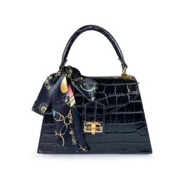Lia Biassoni Leder-Henkeltasche "Troina" in Schwarz - (B)22 x (H)24 x (T)9 cm - 73% | Damen-taschen