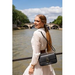 Victor & Hugo Paris Leder-Schultertasche "Diane" in Schwarz - (B)26 x (H)15 x (T)6 cm - 72% | Damen-taschen
