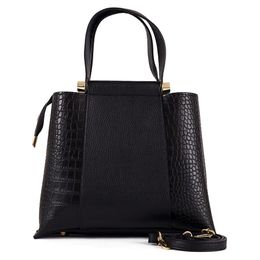 Lia Biassoni Leder-Henkeltasche "Lato" in Schwarz - (B)25 x (H)25 x (T)12 cm - 72% | Damen-taschen