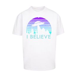 F4NT4STIC Shirt 'I Believe UFO Alien Raumschiff Retro' male White size M