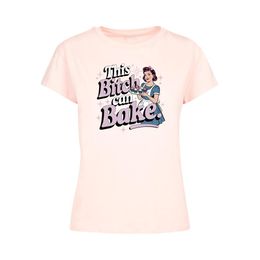 F4NT4STIC T-Shirt 'Vintage Pin Up Bäckerin "This Bitch Can Bake"' Damen Größe M blau / helllila / pink / weiß