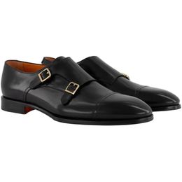Santoni Double Buckle - Gr. UK_10 - in Schwarz