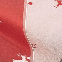 buttinette Jacquard "Hirsche & Herzen", rot/natur