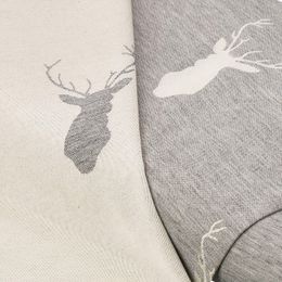 buttinette Jacquard "Hirsch", grau/natur