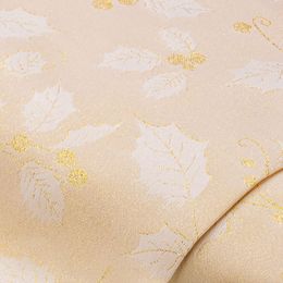 buttinette Jacquard "Ilex-Zweige" mit Glitzergarn, natur/gold