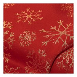 buttinette Jacquard "Schneekristalle" mit Glitzergarn, rot/gold