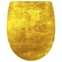 WC-Sitz ADOB "Gold", wei&szlig; (gold, wei&szlig;), B:36cm L:45,5cm, Thermoplast, WC-Sitze, mit Absenkautomatik, zur Reinigung abnehmbar
