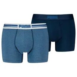 Boxershorts Puma "Puma MEN EVERYDAY PLACED LOGO BOXERS 2P", Herren, Gr. XL, blau (denim, navy), Jersey, Obermaterial: 95% Baumwolle, 5% Elasthan, bedruckt, unifarben, normal, Unterhosen, mit Logo Webbund