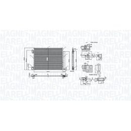 MAGNETI MARELLI Kondensator, Klimaanlage 520x393x12 für RENAULT NISSAN 921005FA0A 92100-5FA0A 92100-5RF0A 350203101500
