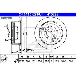 ATE Bremsensatz-Vorn und hinten SG00000DY8 Bremsensatz, Scheibenbremse vorne rechts links bel&uuml;ftet 284mm f&uuml;r HYUNDAI KIA SSANGYONG 58302-26A00 58302-1