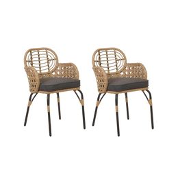 Beliani 2er-Set Gartenstuhl PRATELLO in /Beige/Grau | Gr.: onesize