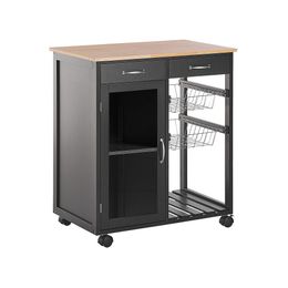 Beliani Servierwagen BOVES in Schwarz/Braun - (W) 76 x (H) 88 x (L) 48 cm | Gr.: onesize