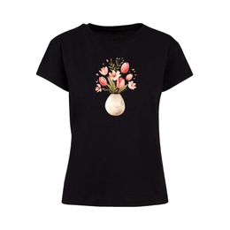 F4NT4STIC Box Tee Rosa Frühlingsblumenstrauß in Vase in schwarz | Gr.: M