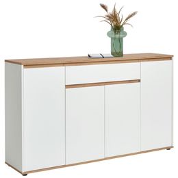 CARRYHOME Sideboard, Wei&szlig;, Eiche Artisan, Holzwerkstoff, 5 F&auml;cher, 1 Schublade(n) Schubladen, 160x93x38 cm, stehend, Wohnzimmer, Kommoden & Sideboards, Sideboards