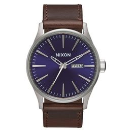 Nixon Armbanduhr 'Sentry Leather' Herren Größe One Size blau / braun / silber