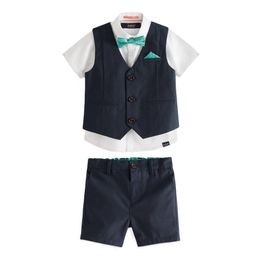 Baker by Ted Baker Set: Hemd, Fliege, Weste und Shorts Jungen Größe 92 marine / türkis / weiß
