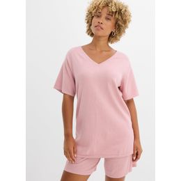 bonprix Feinstrickshirt mit Leinen, rosa, Leinen