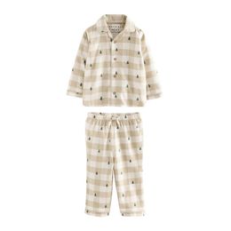 next Schlafanzug Jungen Gr&ouml;&szlig;e 122 beige / creme / tanne