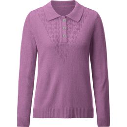 Damen Polopullover mit Kn&ouml;pfen orchidee, Gr&ouml;&szlig;e 42