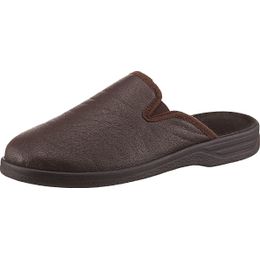 Herren Pantoffel aus Leder-Imitat schoko, Gr&ouml;&szlig;e 45