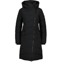 alife and kickin Winterjacke ALIFE & KICKIN "Damen NimaAK A", Damen, Gr. M, schwarz, 100% Polyester, A-Linie Po-bedeckend, Rippbündchen, Jacken, in Wickeloptik mit abnehmbarer Kapuze und gefütterten Fronttaschen