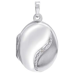 Kettenanhänger Firetti "Schmuck Geschenk Silber 925 Halsschmuck Anhänger Medaillon", silber (silberfarben, kristallweiß, kristallweiß), Schmuckanhänger, Damen, Silber 925 (Sterlingsilber), 3,3 g, mit Zirkonia (synth.)