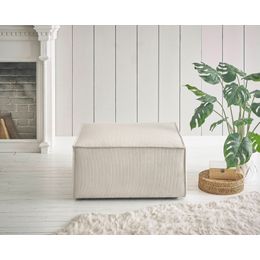 Hocker Home Affaire "SHERWOOD", beige (hellbeige), B:80cm H:42cm T:80cm, 100% Polyester, Hocker, Hocker quadratisch, ideale Ergänzung zum Loveseat SHERWOOD