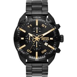 Chronograph Diesel "SPIKED", schwarz (schwarz, schwarz, goldfarben), Armbanduhren, Herren, Quarzuhr, Armbanduhr, Herrenuhr, Stoppfunktion, Edelstahlarmband