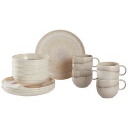 like.Villeroy & Boch Fr&uuml;hst&uuml;cksservice Perlemor sand, Sand, Keramik, 12-teilig, Struktur, 19.4x32.0x34.5 cm, robust, Essen & Trinken, Geschirr, Geschirr-Sets, Kaffeeservice