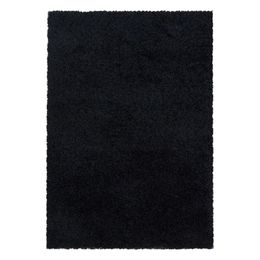 Hochflorteppich Sydney, Schwarz, Textil, Uni, rechteckig, 140x200 cm, Oeko-Tex&reg; Standard 100, f&uuml;r Fu&szlig;bodenheizung geeignet, schmutzabweisend, Hausstauballergiker lichtunempfindlich, antistatisch, pflegeleicht, strapazierf&auml;hig, leicht zusammenrollbar, Teppiche & B&ouml;den, Teppiche, Hochflorteppiche & Shaggys
