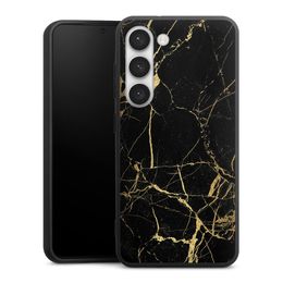 DeinDesign Galaxy S23 Handy Premium Silikon H&uuml;lle Handyh&uuml;lle schwarz Case Marble Muster Black Silikon Premium Case