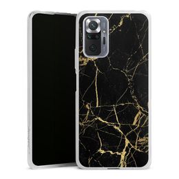 DeinDesign Xiaomi Redmi Note 10 Pro Handy Silikon H&uuml;lle Case transparent Handyh&uuml;lle Marble Muster Black Silikon Case