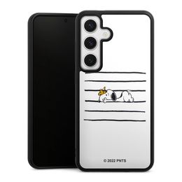 DeinDesign Galaxy S24 Handy Gallery Case Handyh&uuml;lle 9H Geh&auml;rtetes Glas R&uuml;ckseite H&uuml;lle Snoopy Dog Peanuts Gallery Case