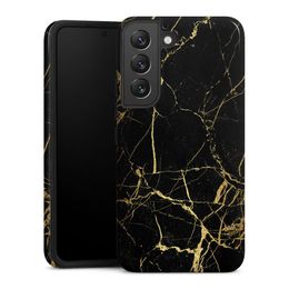 DeinDesign Galaxy S22 Handy Panzer Handyhülle robuste Outdoor Hülle Schutzhülle glänzend Muster Marble Black Tough Case