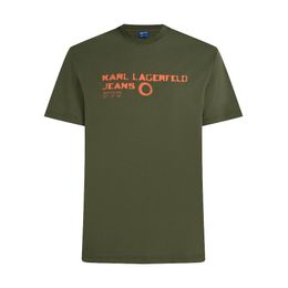 KARL LAGERFELD JEANS T-Shirt Herren Gr&ouml;&szlig;e XXL dunkelgr&uuml;n / orange