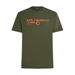 KARL LAGERFELD JEANS T-Shirt Herren Gr&ouml;&szlig;e L dunkelgr&uuml;n / orange