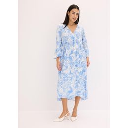 bonprix Tunika-Kleid aus flie&szlig;ender Viskose, blau, Viskose