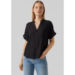 Véro Moda Shirtbluse VERO MODA "VMBEAUTY SS TOP GA NOOS", Damen, Gr. M, schwarz, Web, Obermaterial: 100% Viskose, unifarben, hüftbedeckend, V-Ausschnitt, Blusen