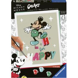 Malen nach Zahlen Ravensburger "CreArt, Disney Mickey Mouse, H is for happy", bunt, Malvorlagen, KinderB:24cm H:30cm, Made in Europe, B:24cm H:30cm